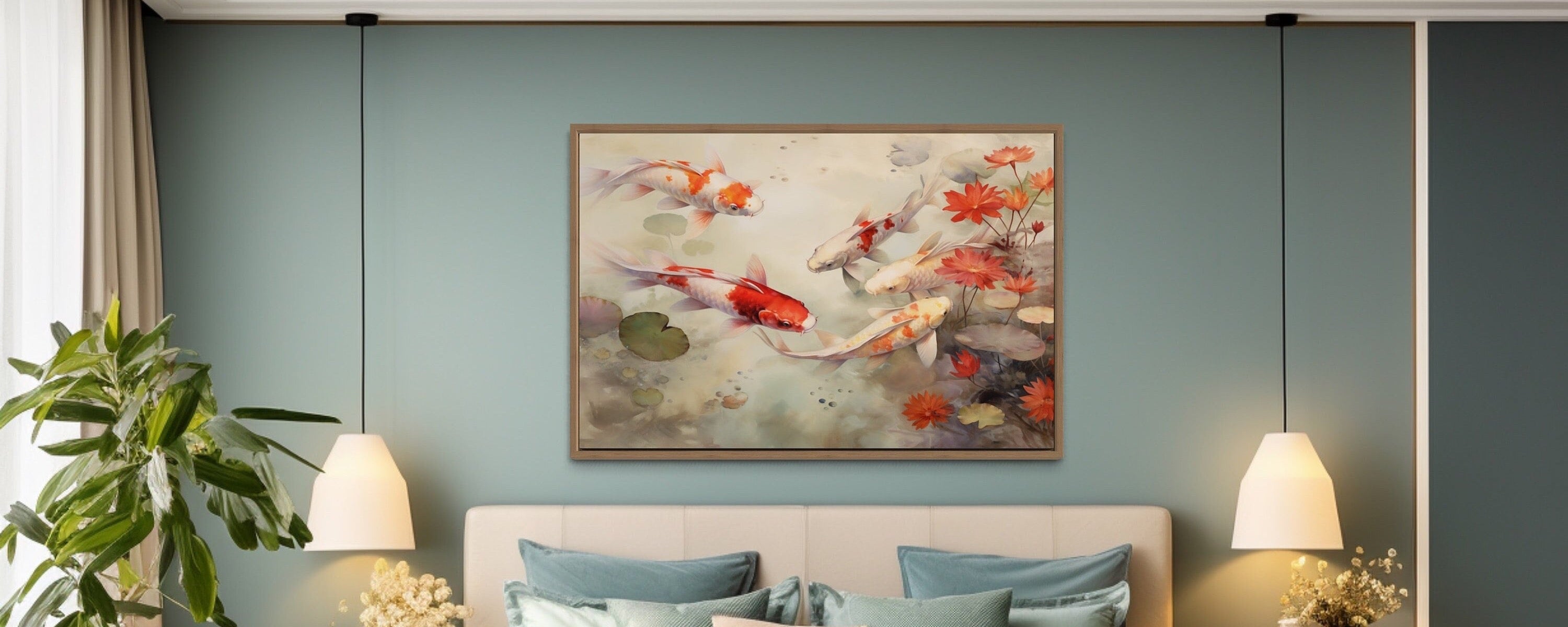 Koi Fish Paintings Framed Canvas Wall Art – Wall Decor Delights